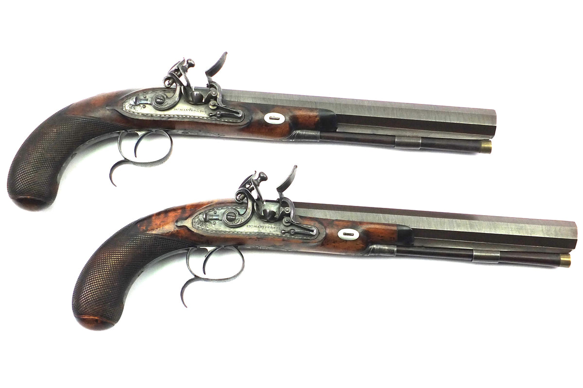 Flintlock John Manton and Son Duelling Pistols, very fine cased pair ...