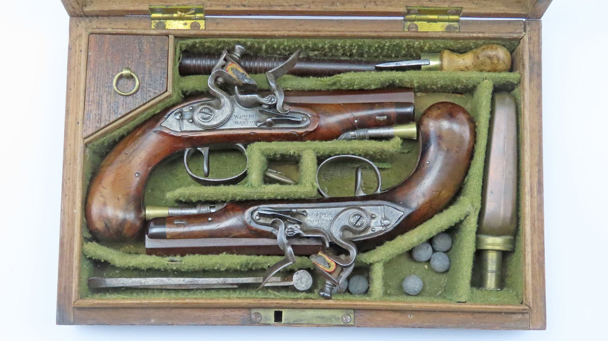 Cased Pair of Small Flintlock Belt Pistols by Wogdon & Barton. Ref X34 ...