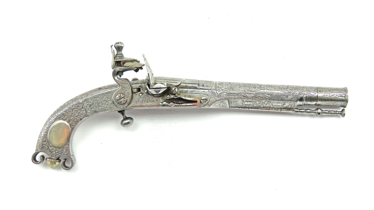 Scottish Steel & Silver Scroll Butt Belt Flintlock Pistol by Murdoch ...