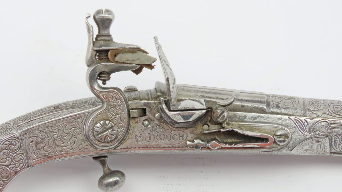 Scottish Steel & Silver Scroll Butt Belt Flintlock Pistol by Murdoch ...
