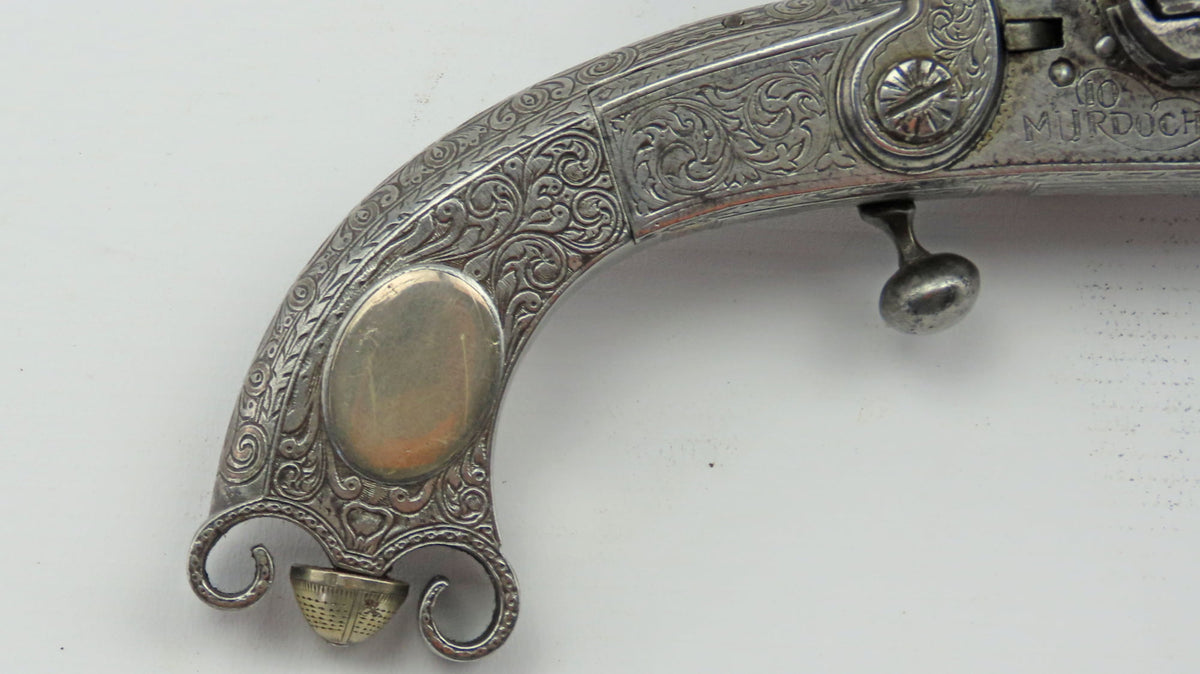 Scottish Steel & Silver Scroll Butt Belt Flintlock Pistol by Murdoch ...