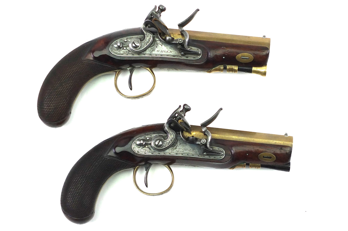 Flintlock Travelling Pistols, fine cased pair. SN 9103 – West Street ...