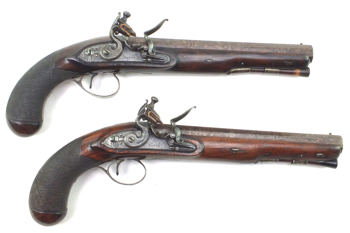Flintlock Officers Duelling Pistols by Smith of London Fine Cased Pair ...