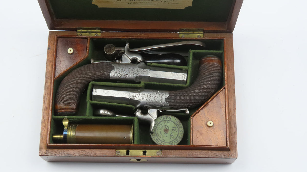 Percussion Boxlock Pocket Pistols by Bisett, Cased, Rare. Ref 9214 ...