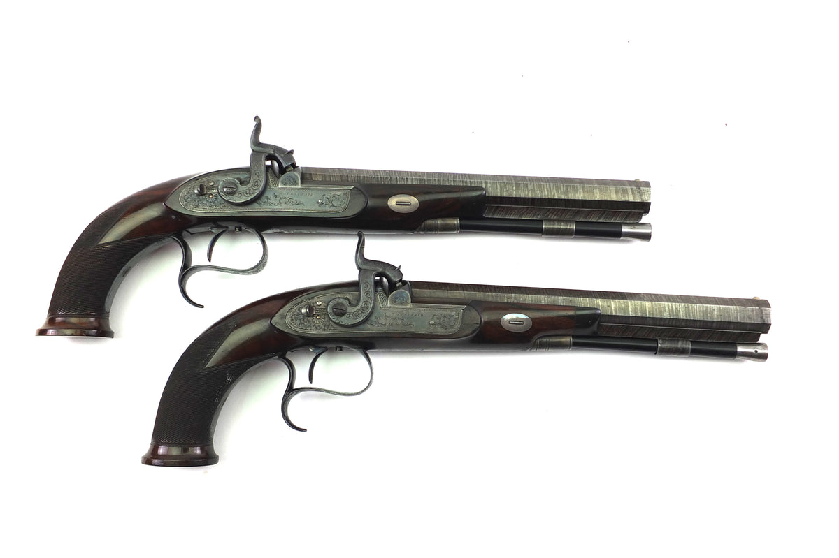 Rifled Percussion Officers Pistols by Playfair, Fine Cased Pair. SN 91 ...