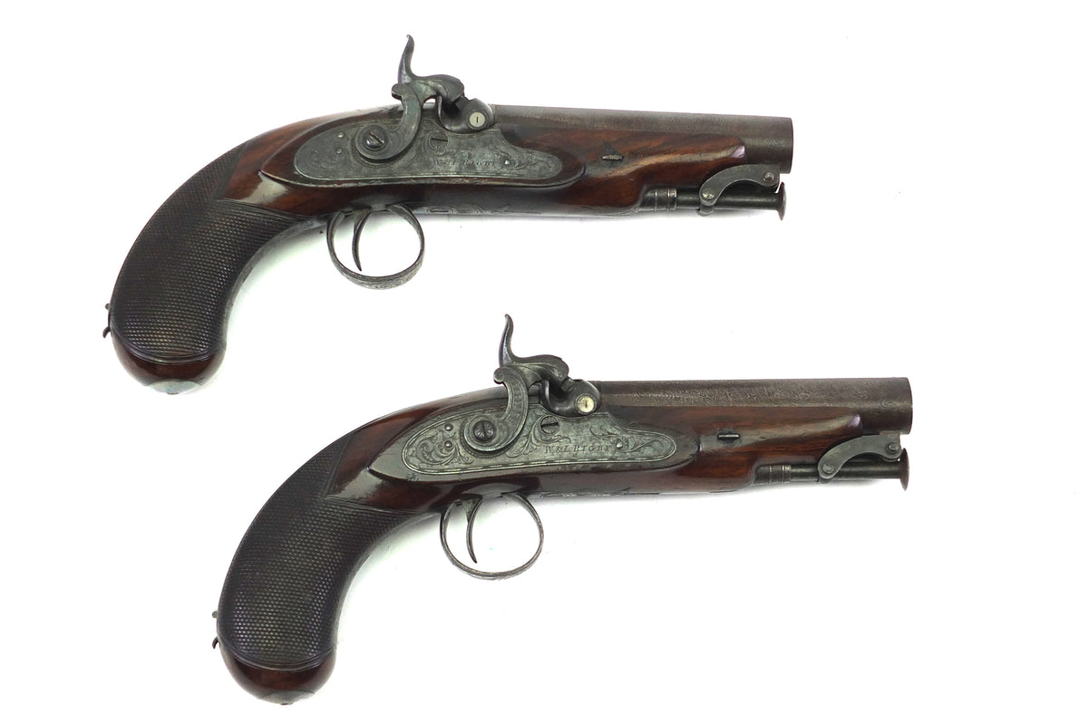 Percussion Travelling Pistols by W & J Rigby, Fine Cased Pair. Ref 914 ...