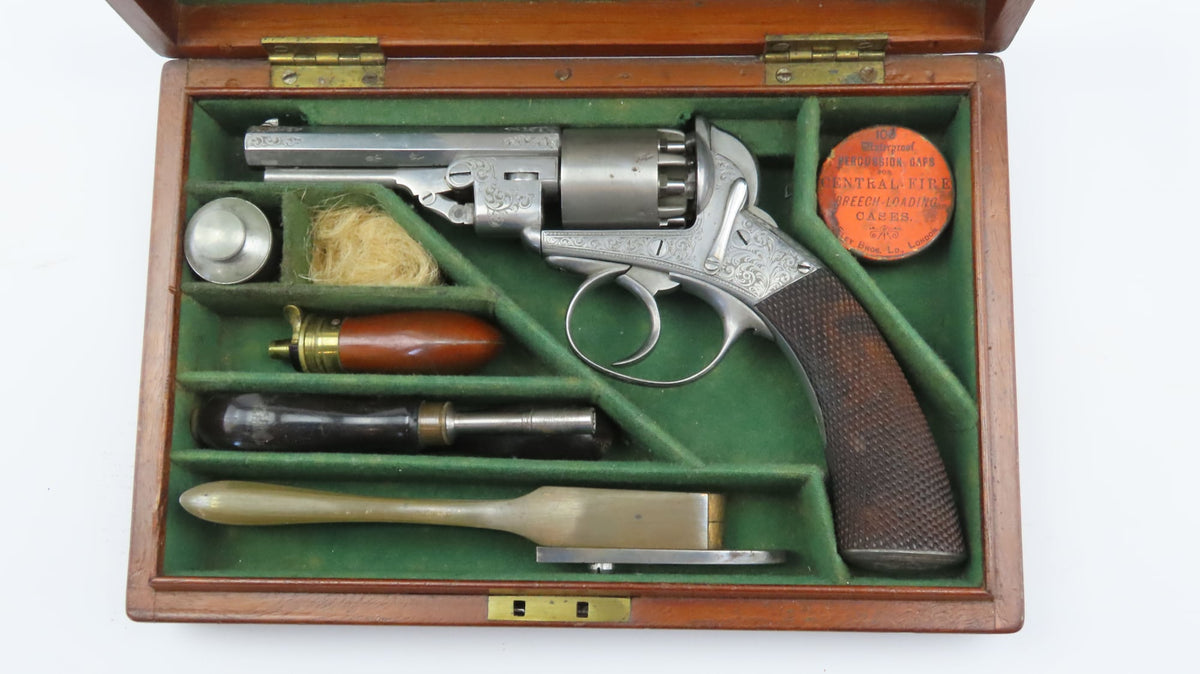 Pryse & Cashmore Deluxe Self Cocking Percussion Revolver, Cased very r ...