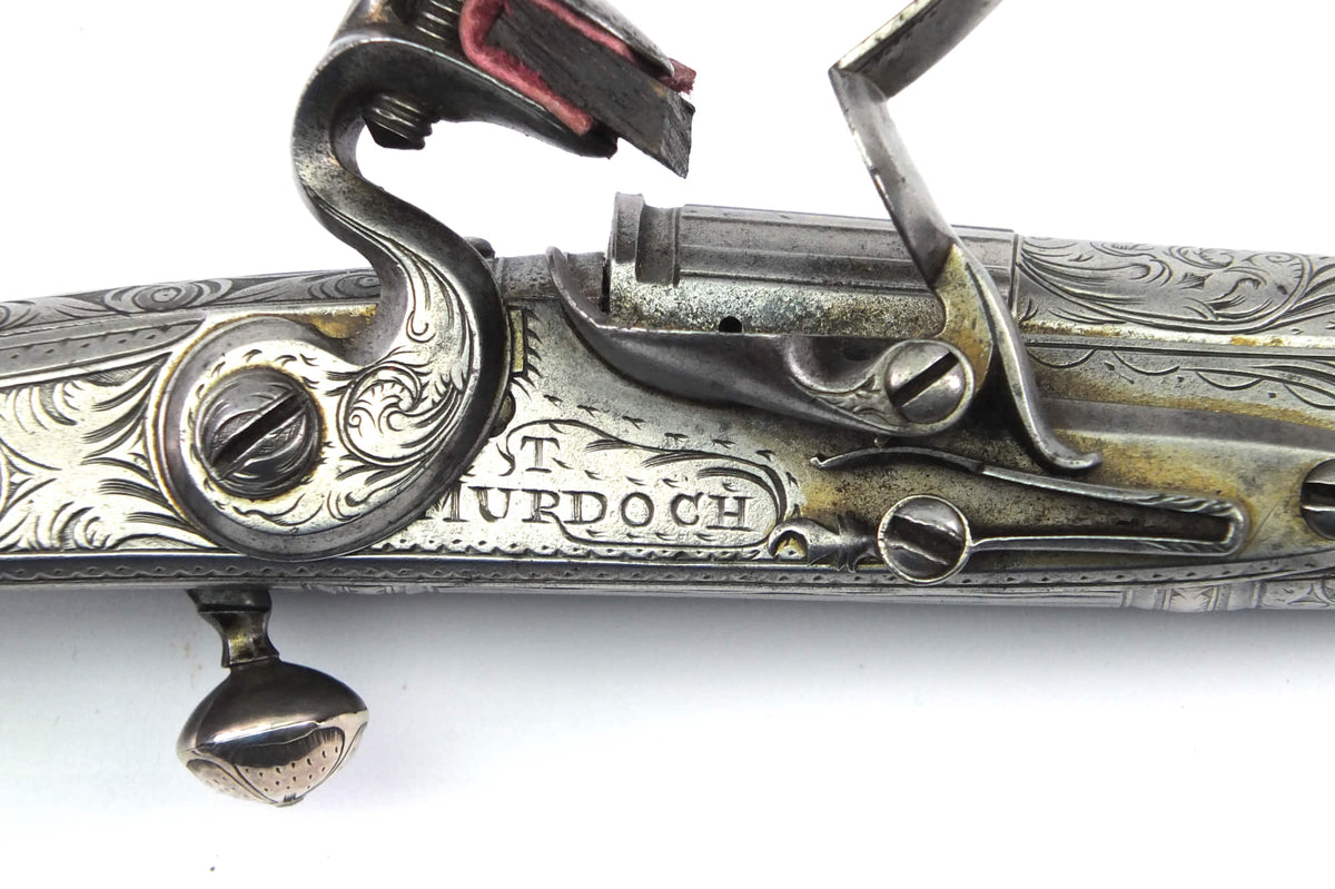 Scottish Scroll Butt Belt Flintlock Pistol by Thomas Murdoch, Fine. Re ...