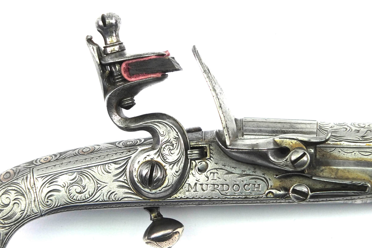 Scottish Scroll Butt Belt Flintlock Pistol by Thomas Murdoch, Fine. Re ...