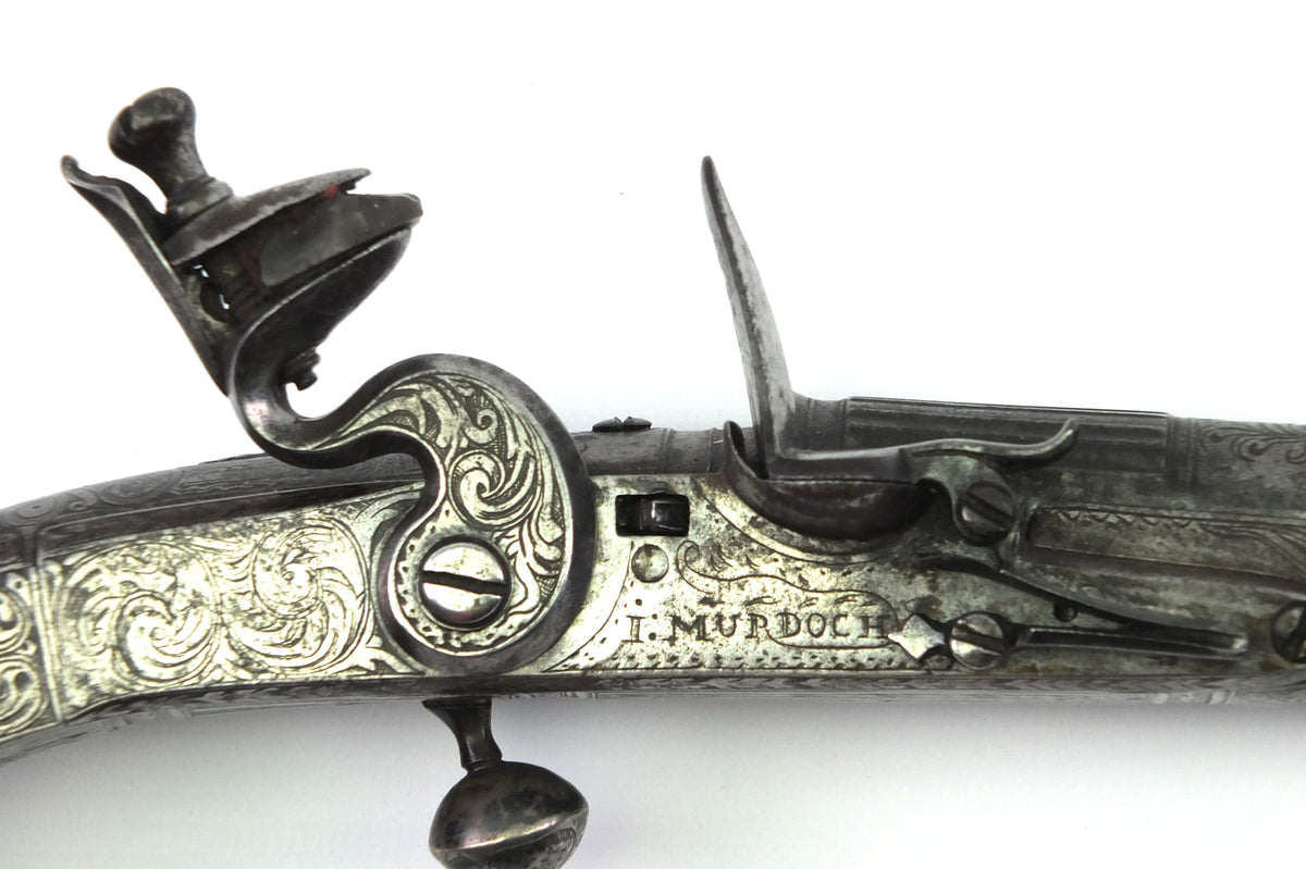 Scottish Steel & Silver Scroll Butt Belt Flintlock Pistol by Thomas Mu ...