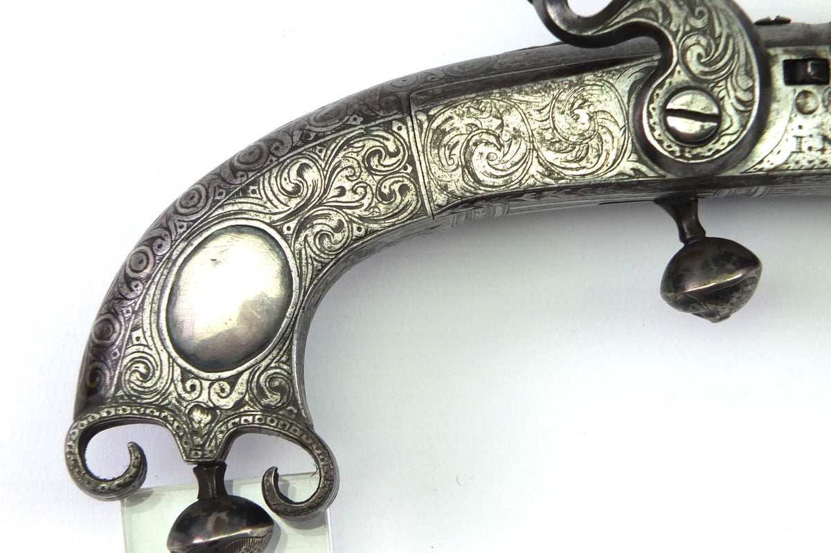 Scottish Steel & Silver Scroll Butt Belt Flintlock Pistol by Thomas Mu ...