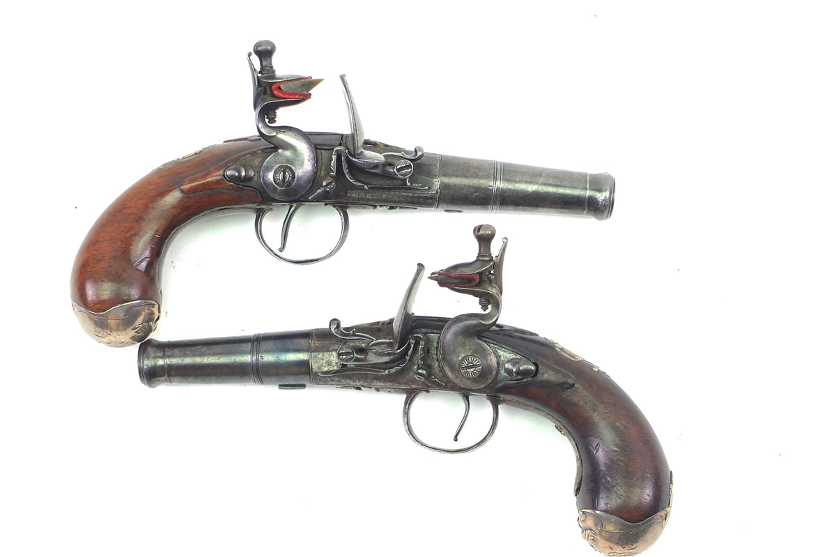 Pair of Toby Flintlock Pistols with Opposed Locks by Freeman, Very Rar ...