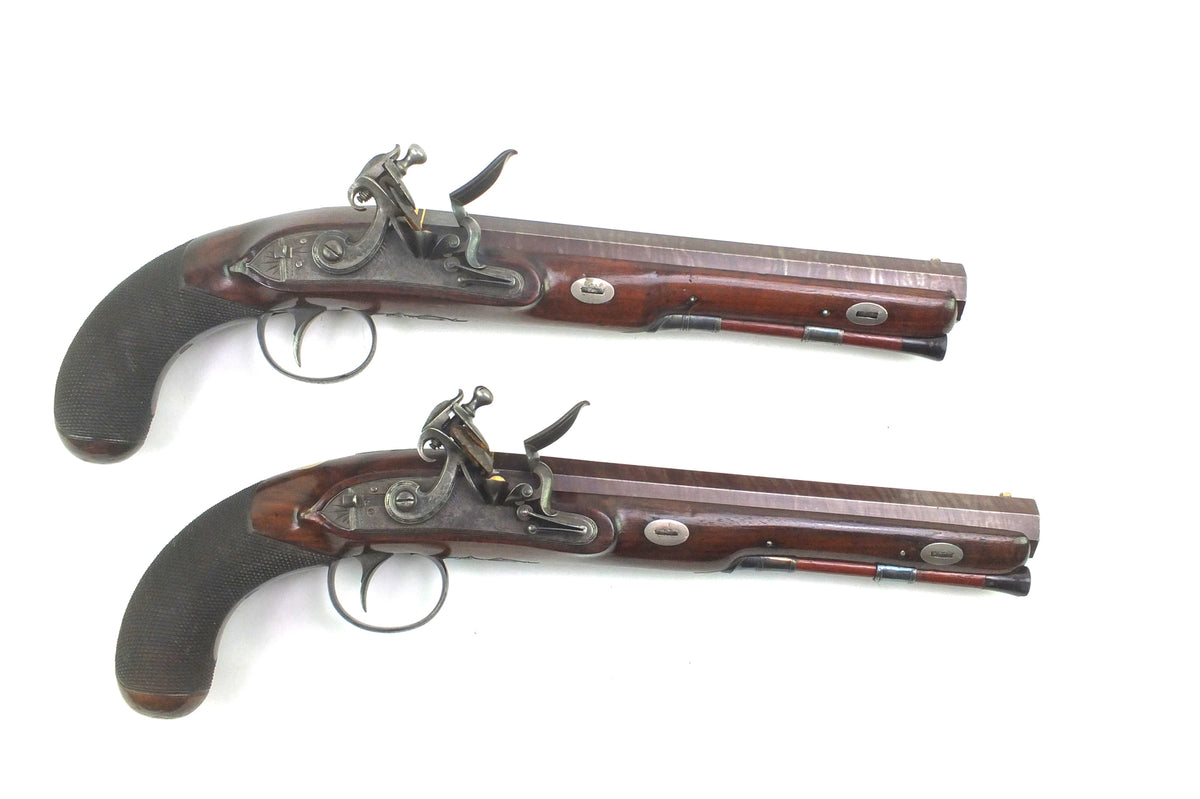 Flintlock Officers Pistols by Thomas Gill, Fine Cased Pair. SN 9046 ...