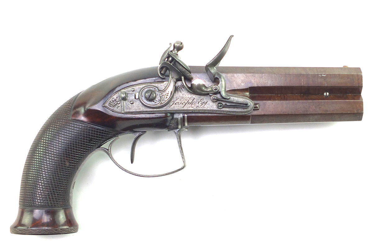 Flintlock Over & Under Travelling Pistol by J. Egg 20 Bore, fine. SN 8 ...