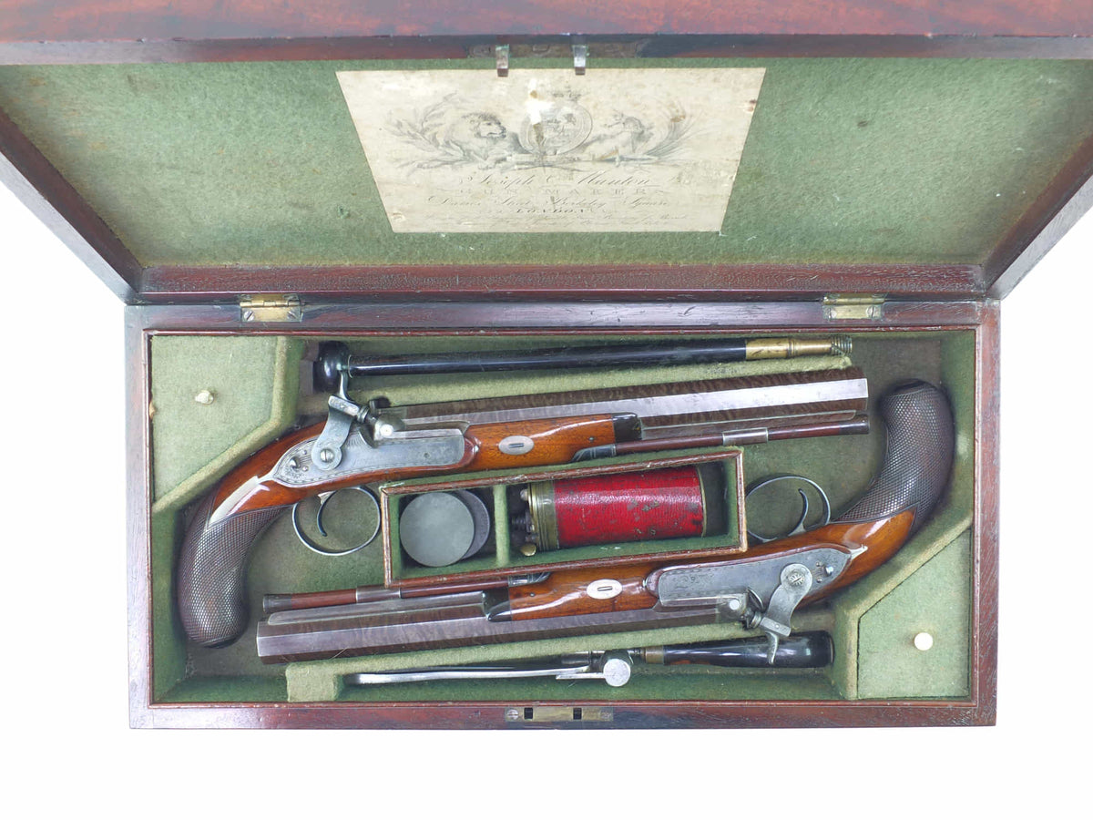 A Cased Pair of Percussion Duelling Pistols by Joseph Manton. SN 8740 ...