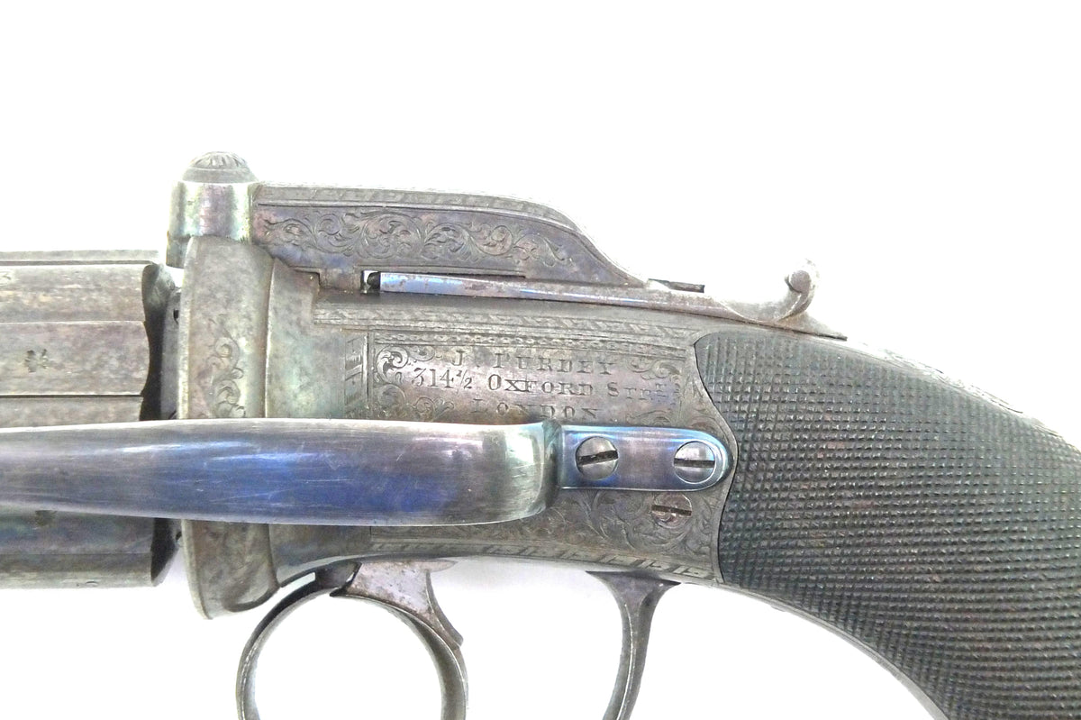 Percussion Pepperbox Revolver by J Purdey London, rare, cased. SN 8975 ...