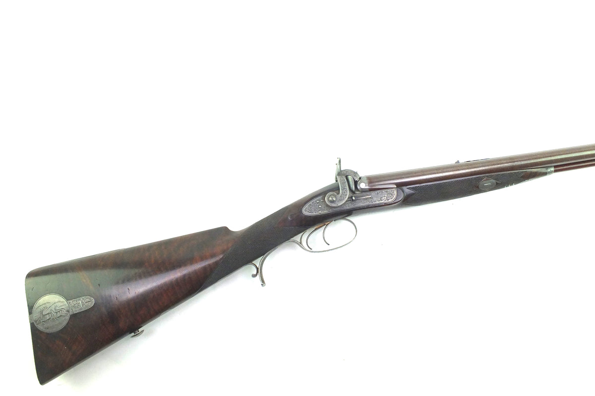 Percussion Rifle by Lancaster Double Barrelled Oval Bore, very fine. S ...
