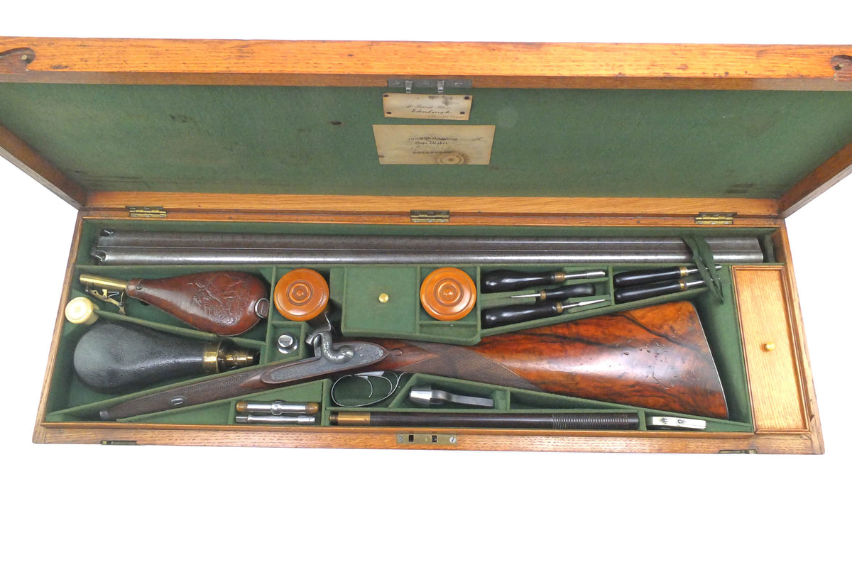 Percussion Sporting Gun by Joseph Harkom, cased, very fine. SN X2060 ...