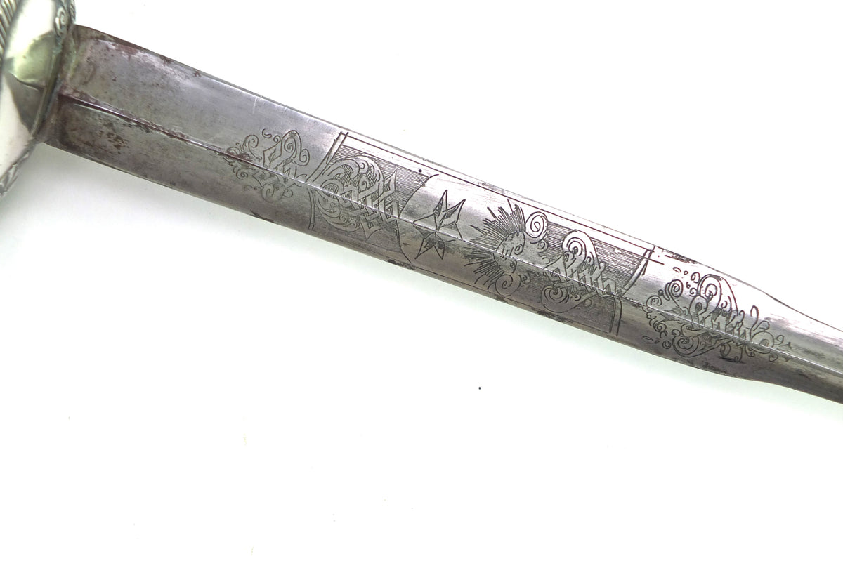 Irish Silver Hilted Small Sword with Scabbard, very fine. SN 8983 ...